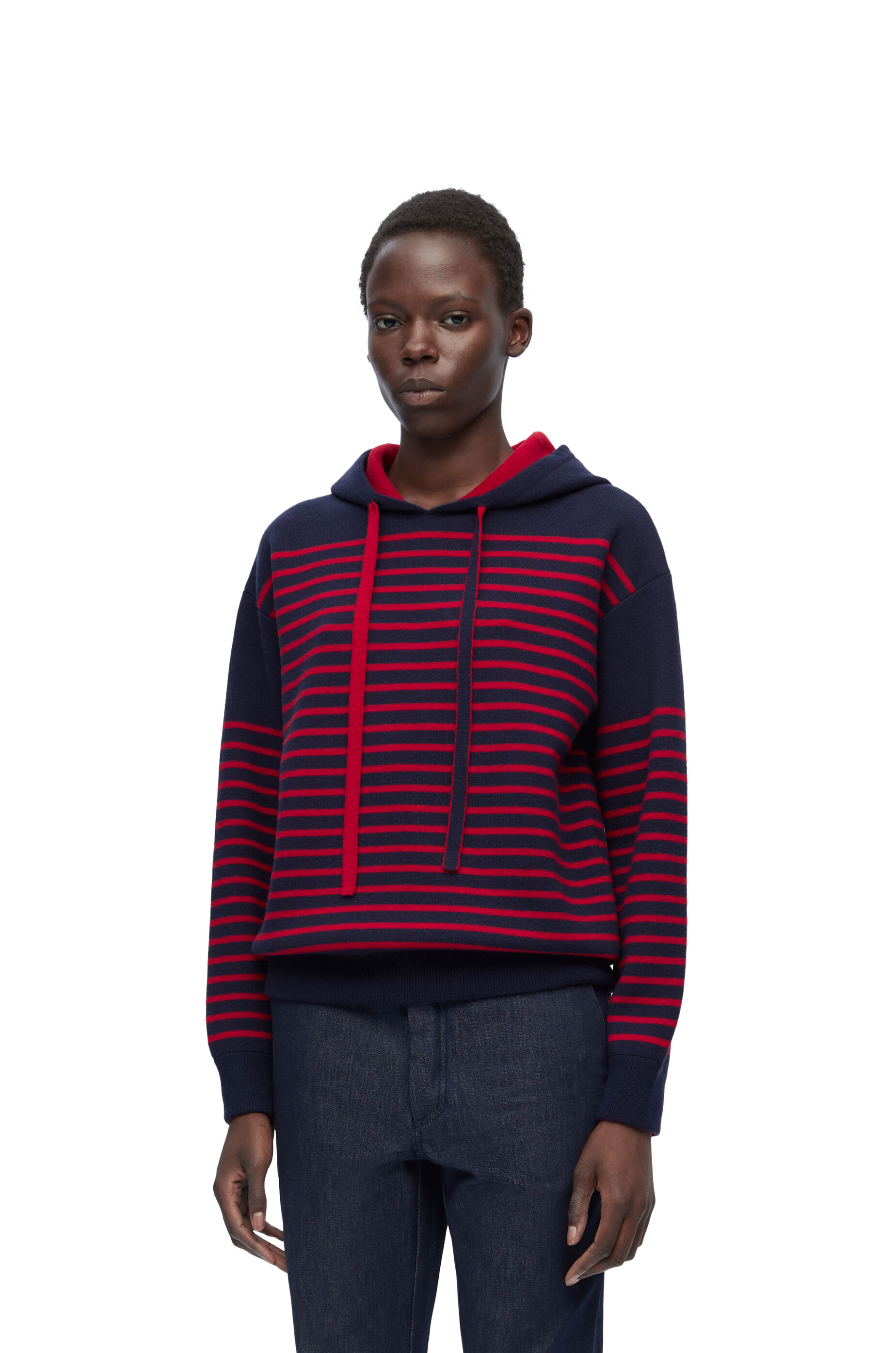 Hoodie in wool Navy/Red - LOEWE