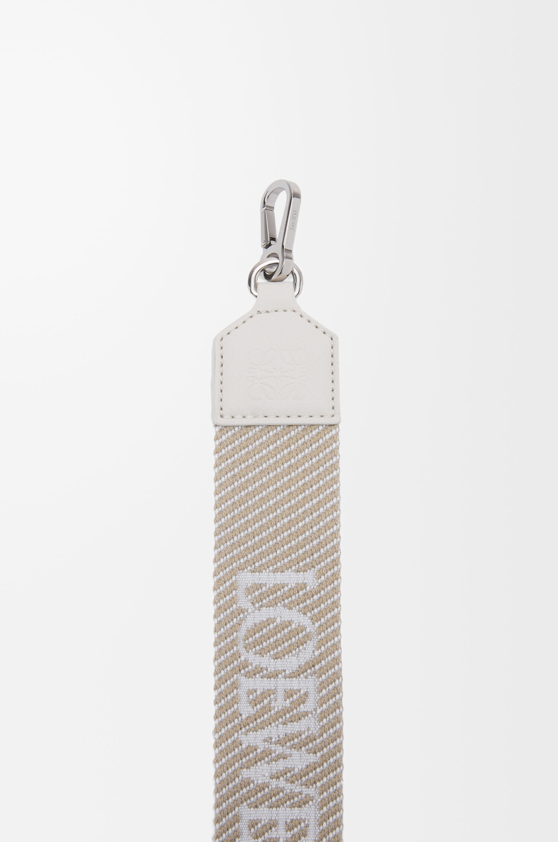 LOEWE chevron webbing strap in wool and calfskin Sea Salt/Natural - LOEWE