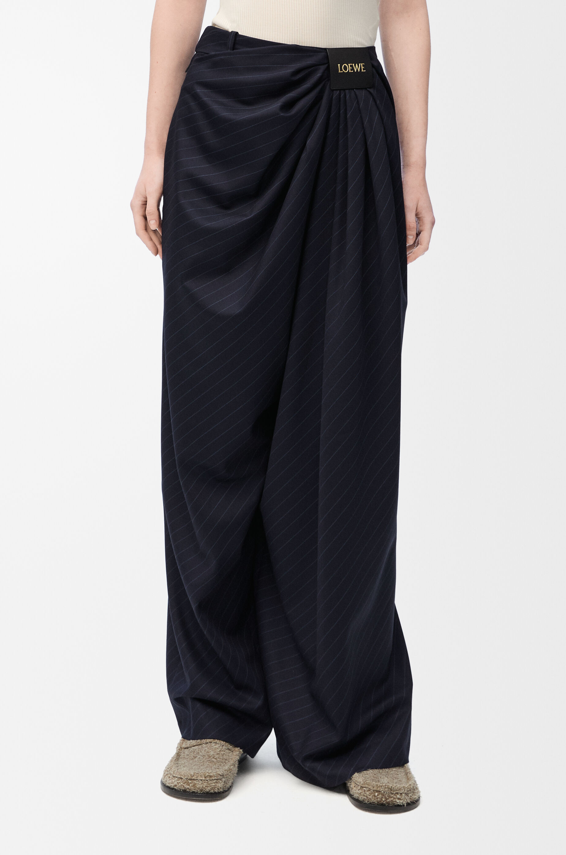 Draped trousers in wool Blue - LOEWE Draped trousers in wool Blue - LOEWE