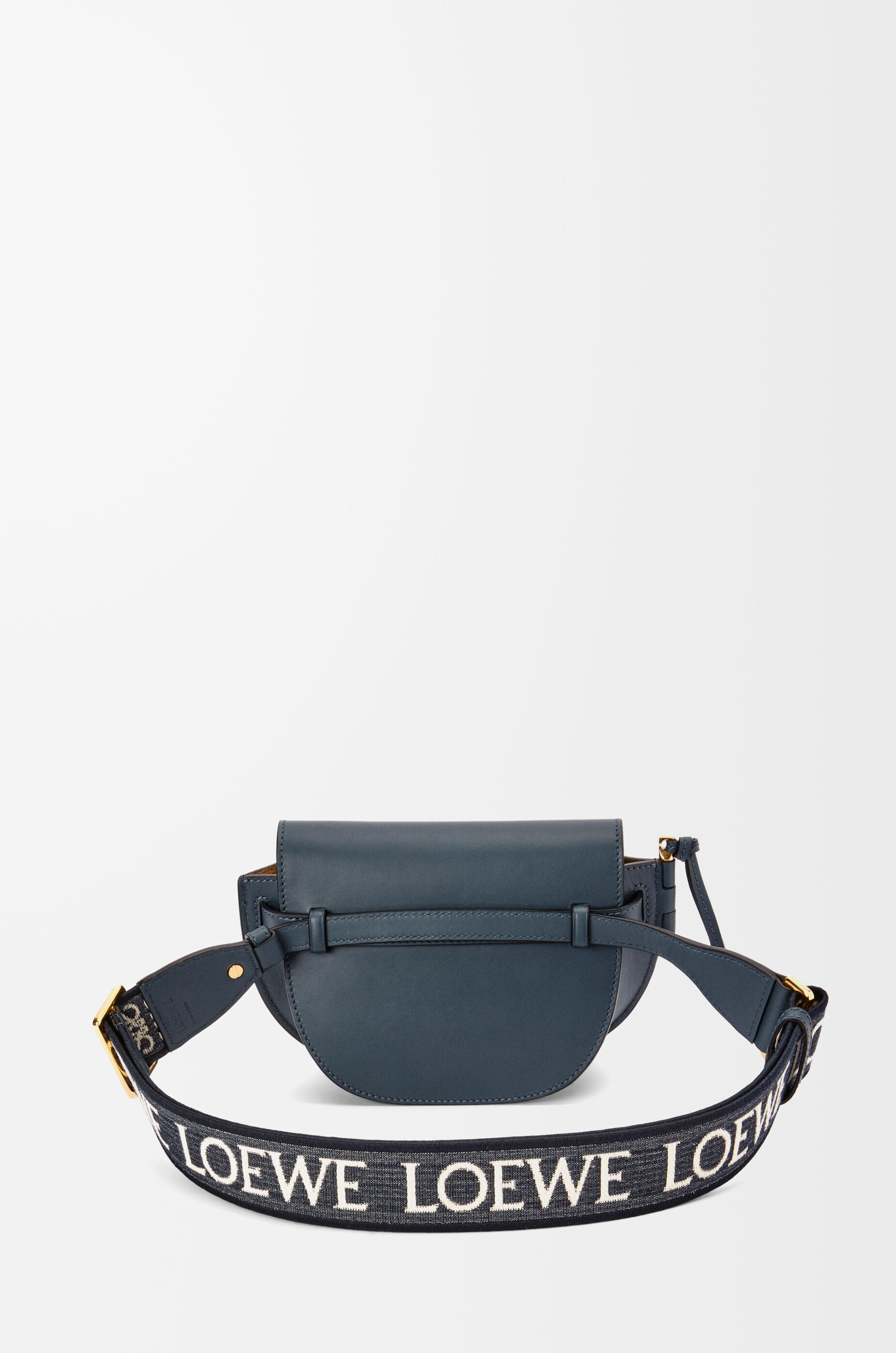 Mini Gate Dual bag in soft calfskin and jacquard Onyx Blue - LOEWE