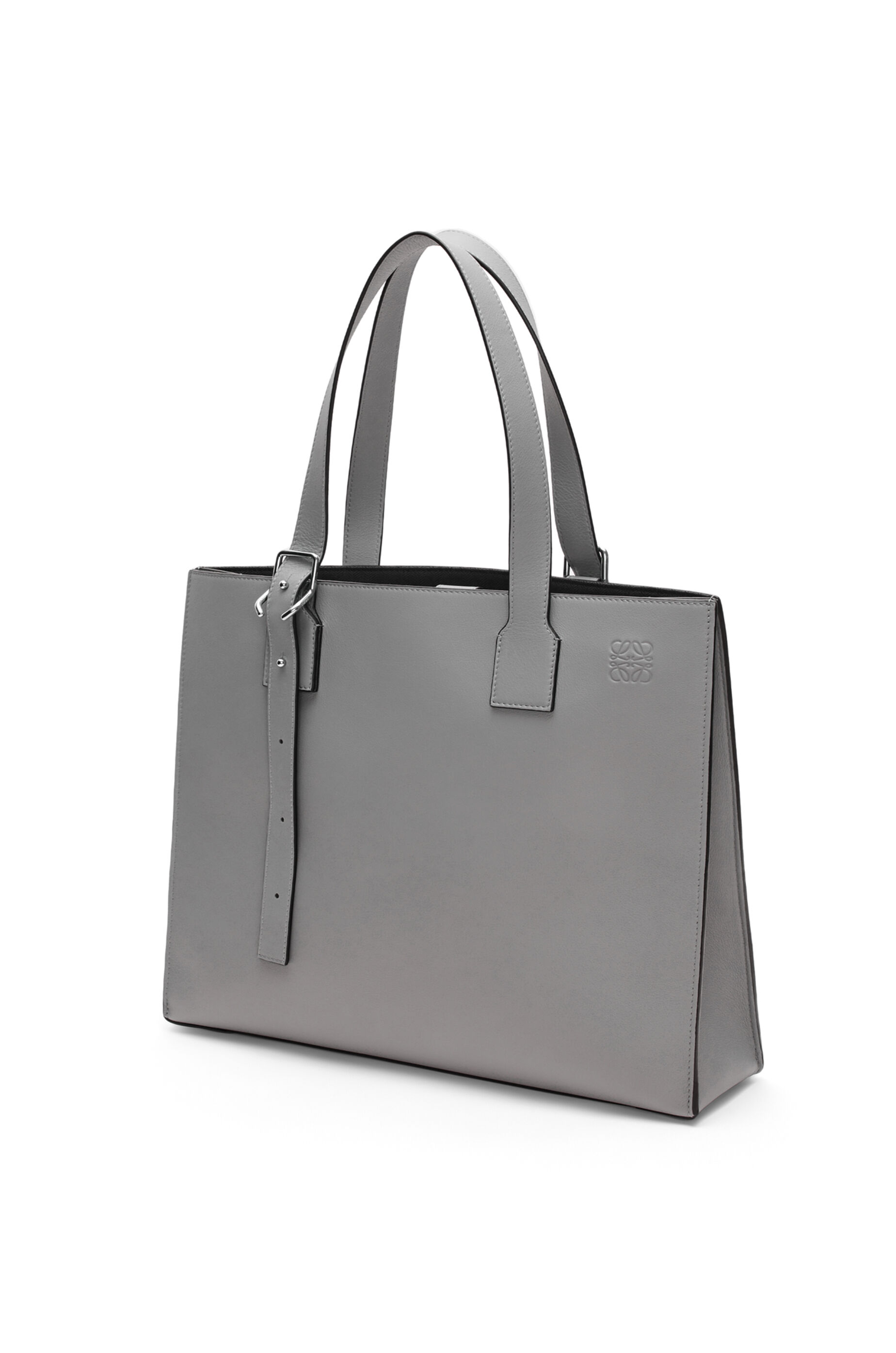 Buckle Horizontal tote in classic calfskin Asphalt Grey - LOEWE