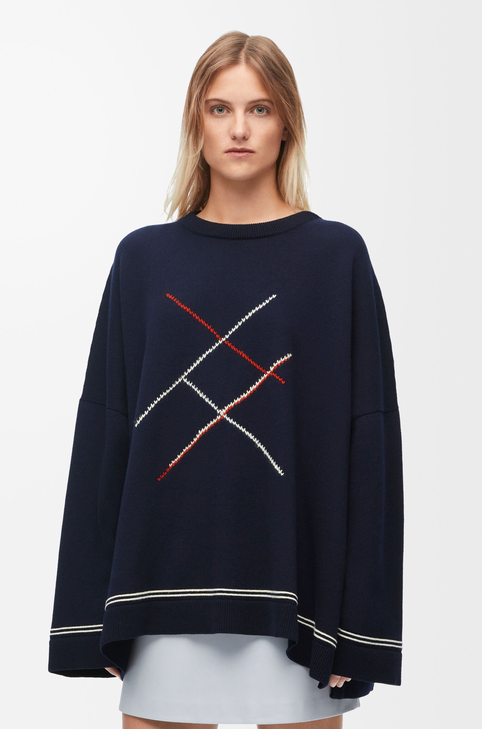 Argyle sweater in wool Dark Navy Blue - LOEWE