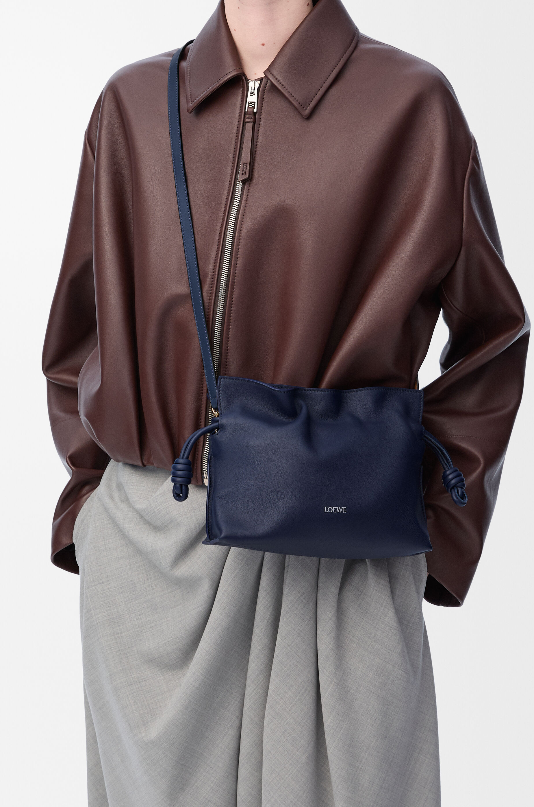 Mini Flamenco clutch in nappa calfskin Abyss Blue - LOEWE