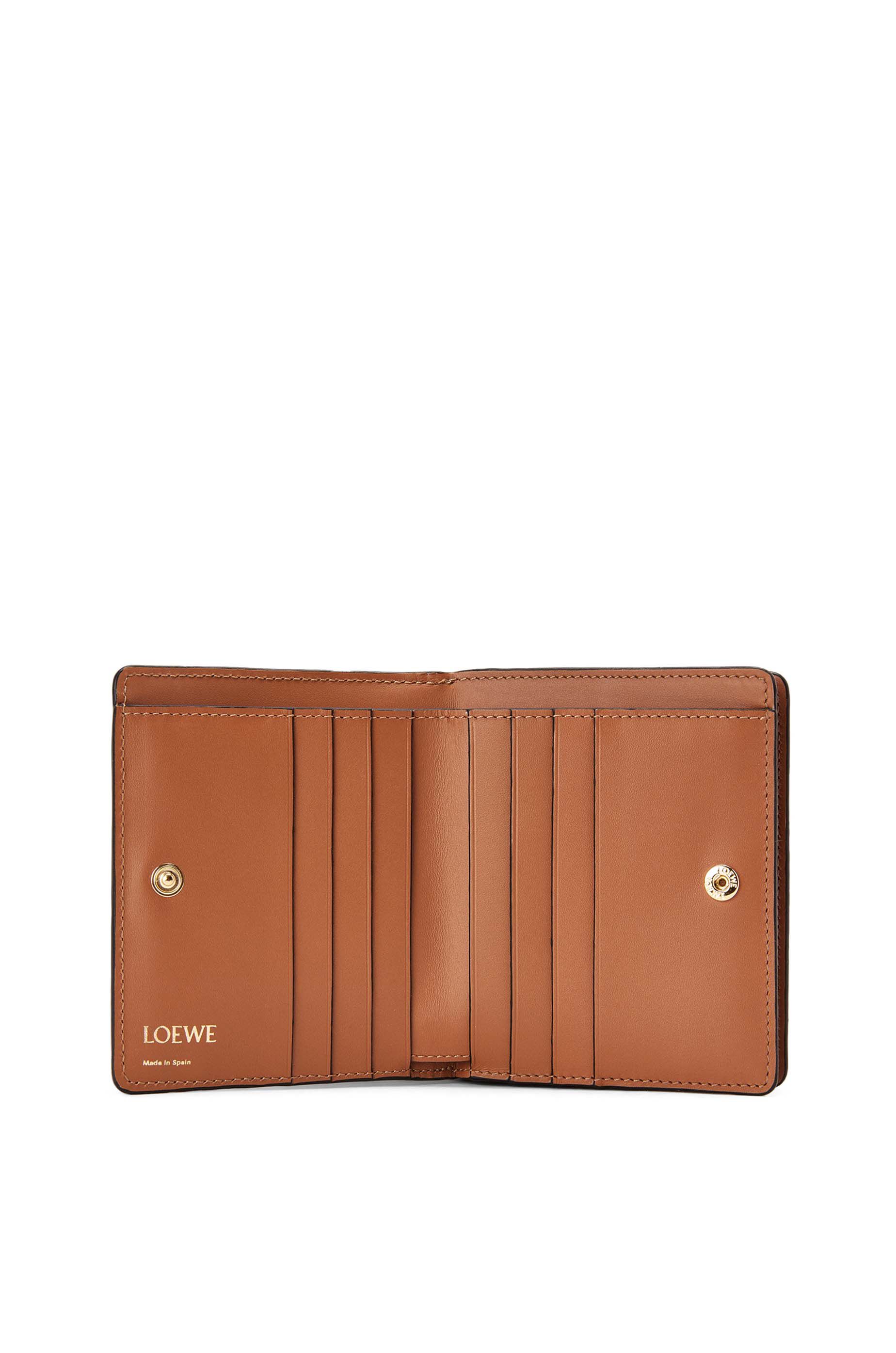 Repeat compact zip wallet in embossed silk calfskin Tan - LOEWE
