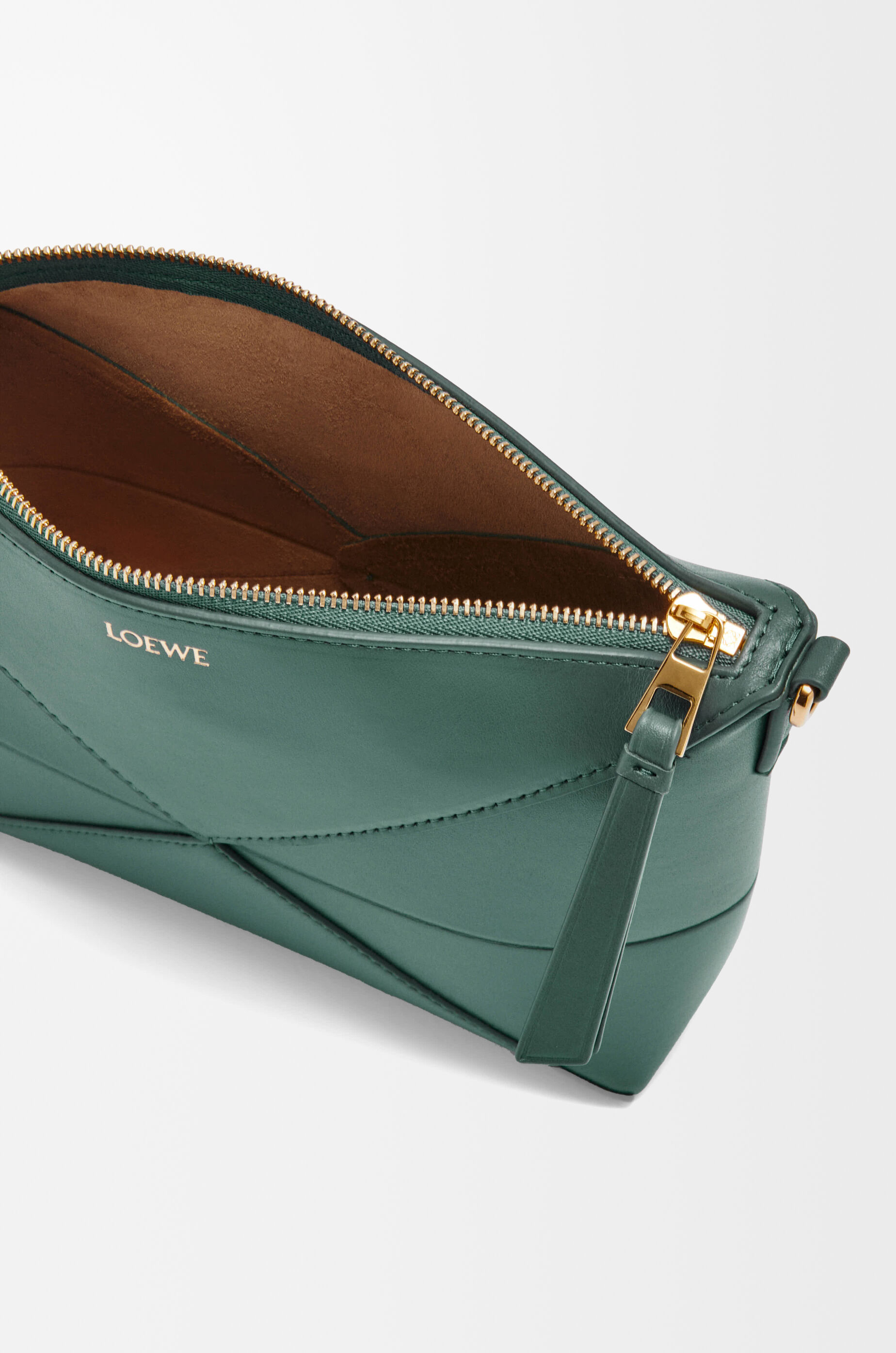 Puzzle Fold pouch in shiny nappa calfskin Vetiver - LOEWE