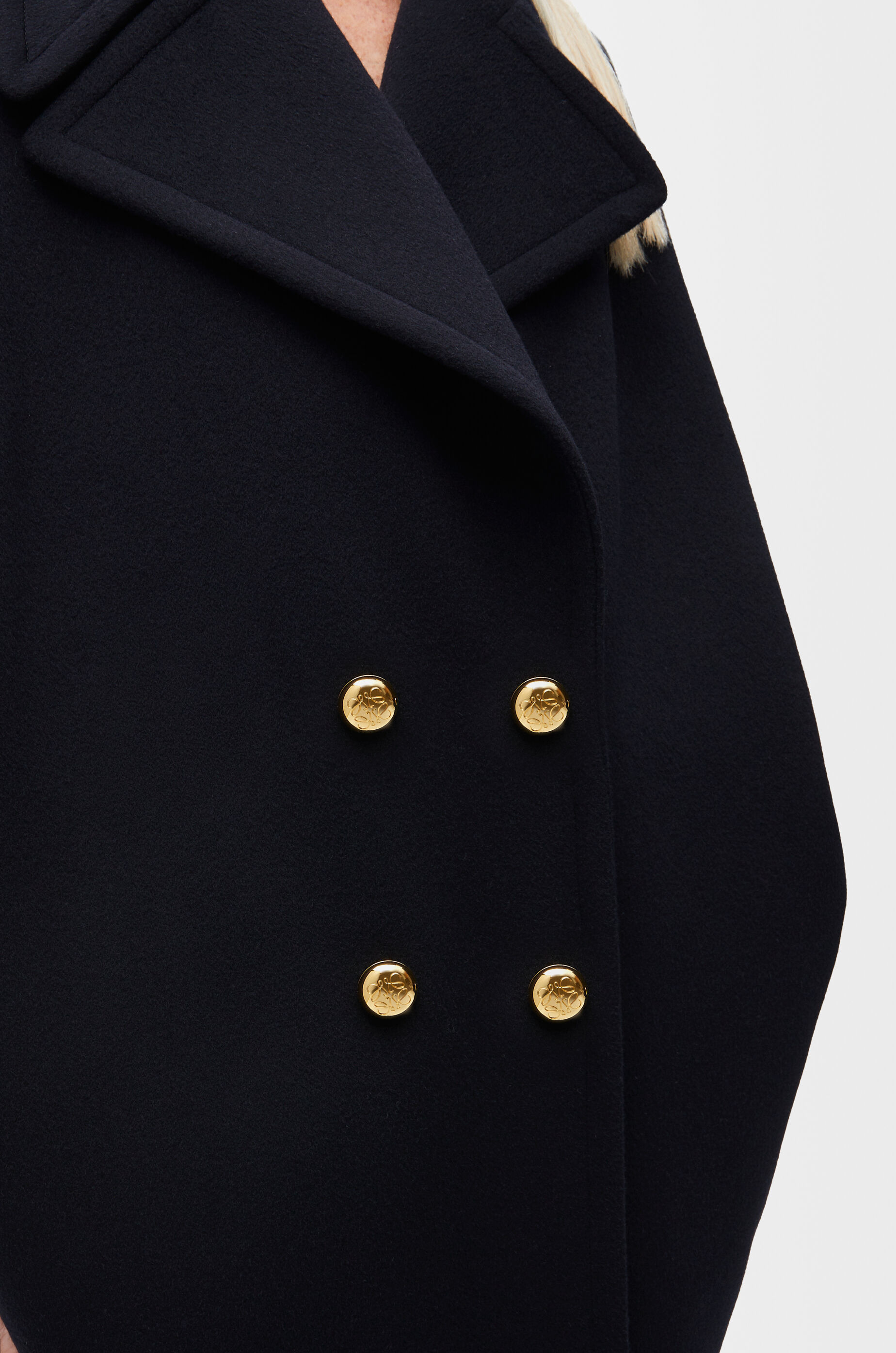 Pebble coat in wool Midnight Blue - LOEWE