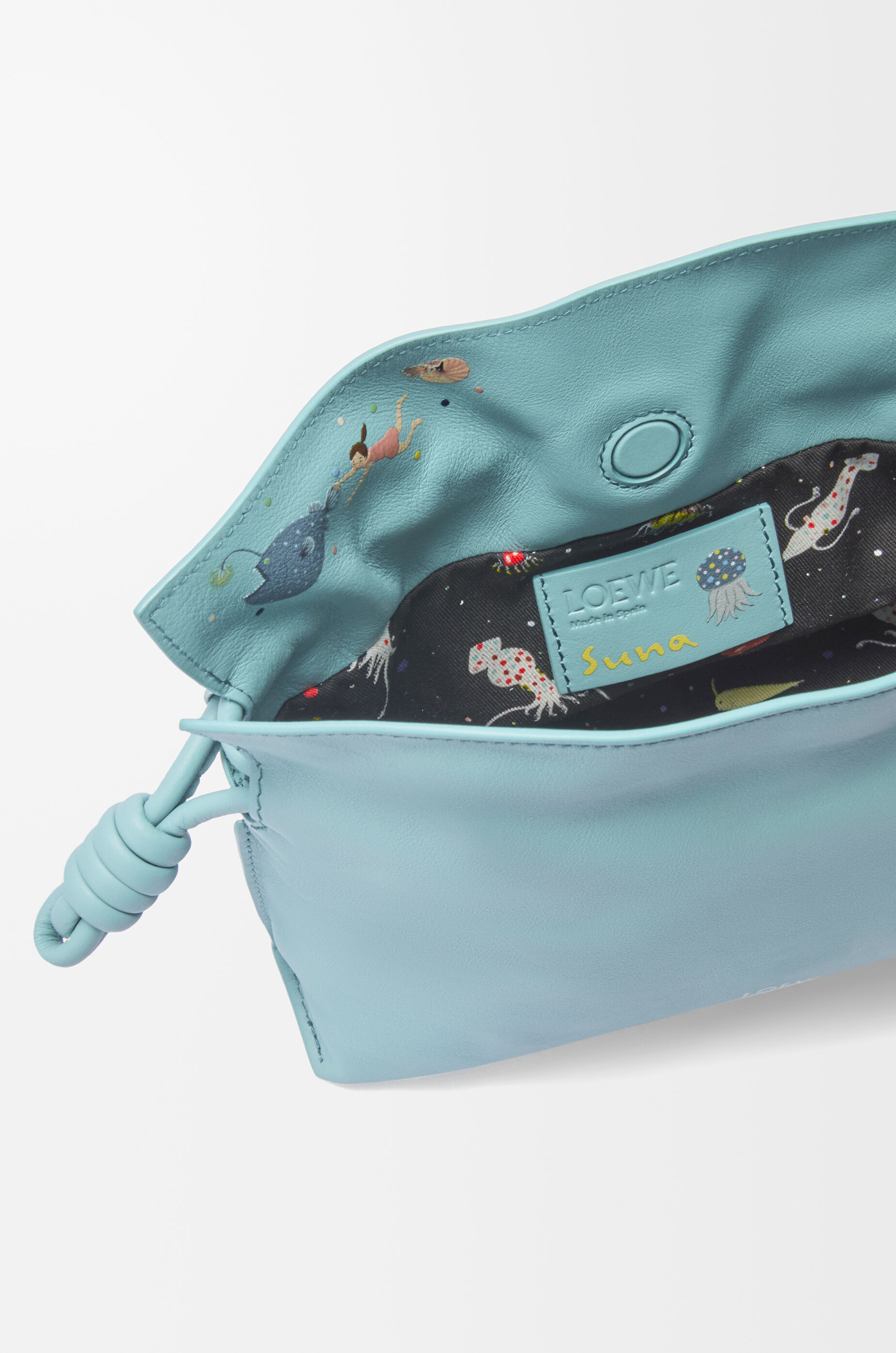 Squid mini Flamenco clutch in nappa calfskin Water - LOEWE