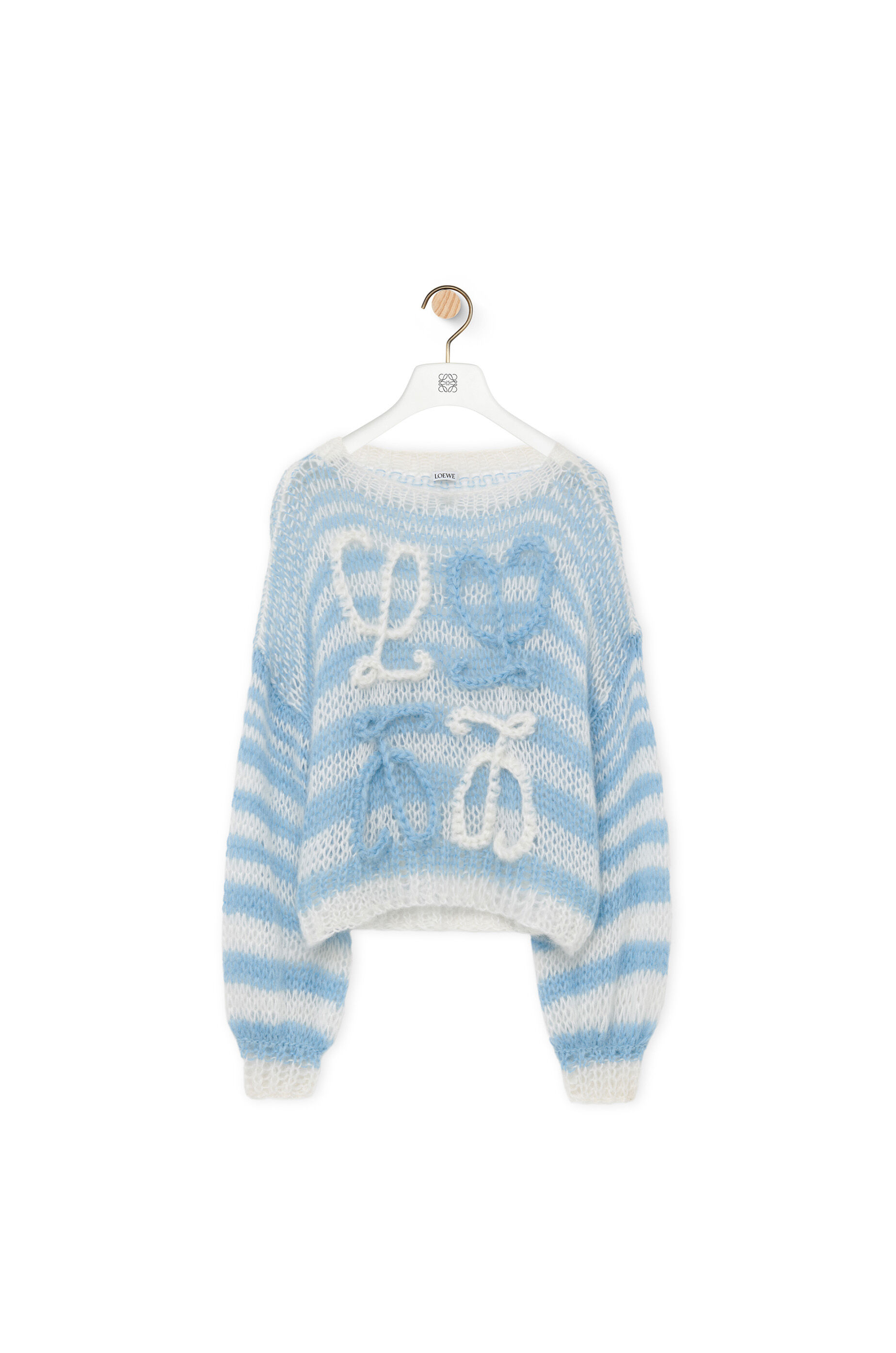 Anagram Pullover aus Mohair Weiß/Blau - LOEWE