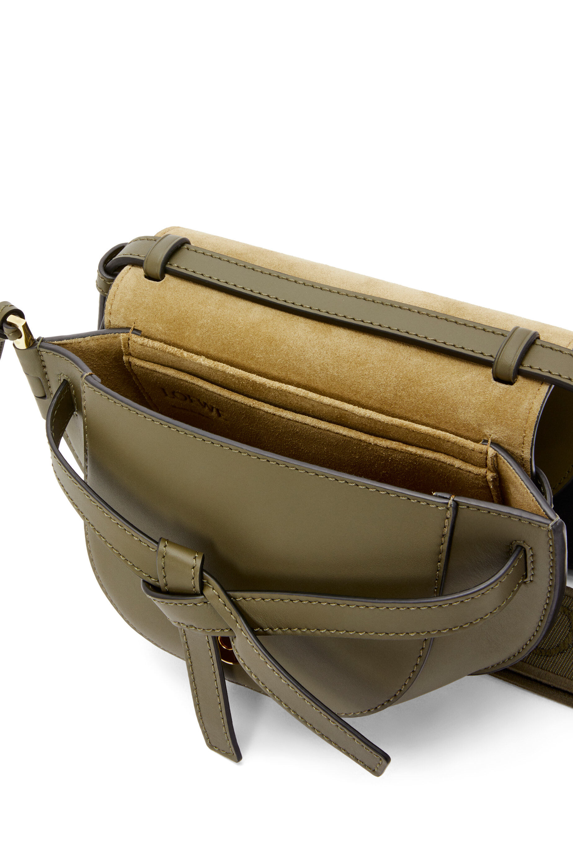 Mini Gate Dual bag in soft calfskin and jacquard Olive Green/Khaki ...