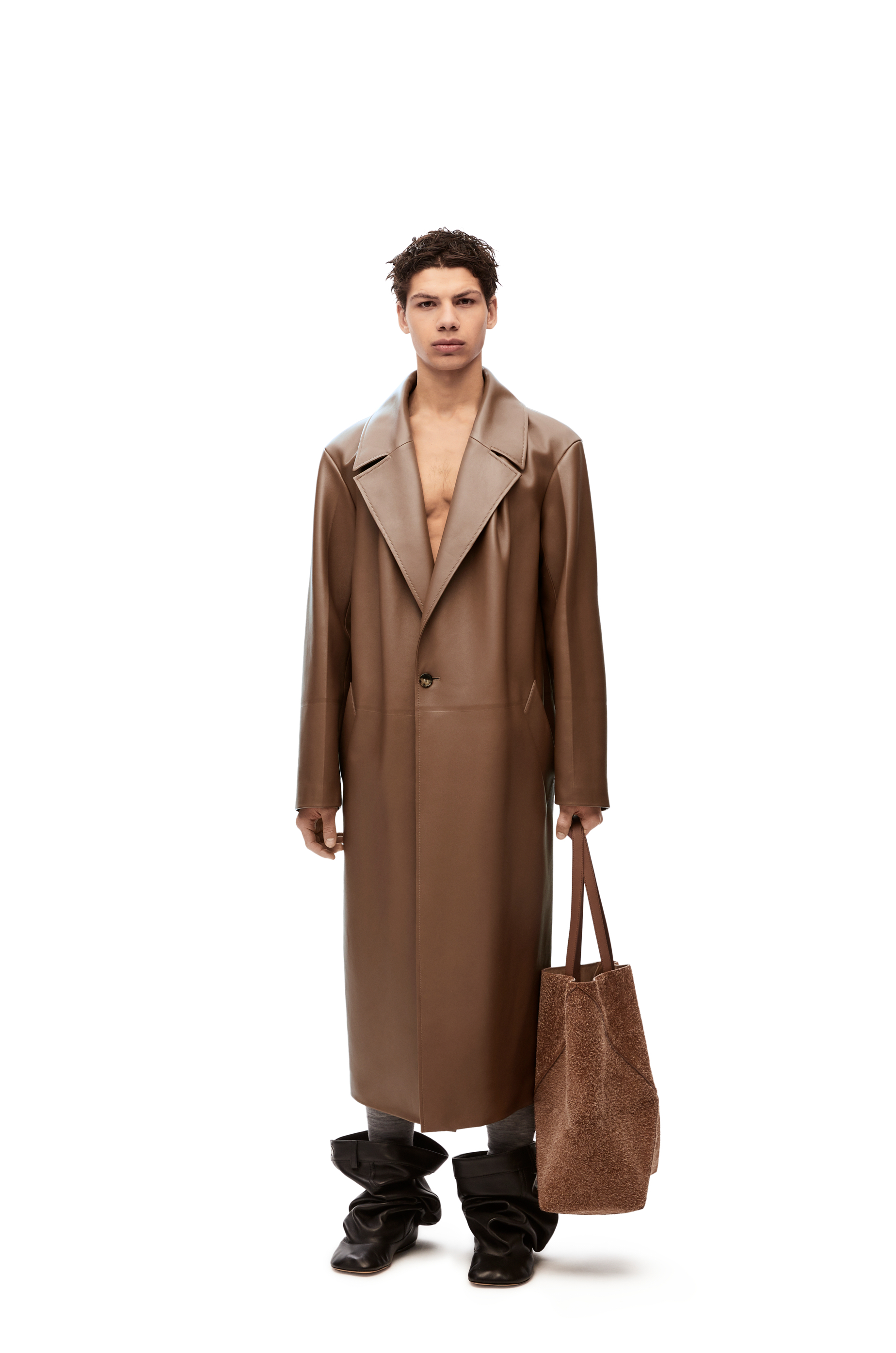 Gabardina en piel napa de cordero Fango - LOEWE