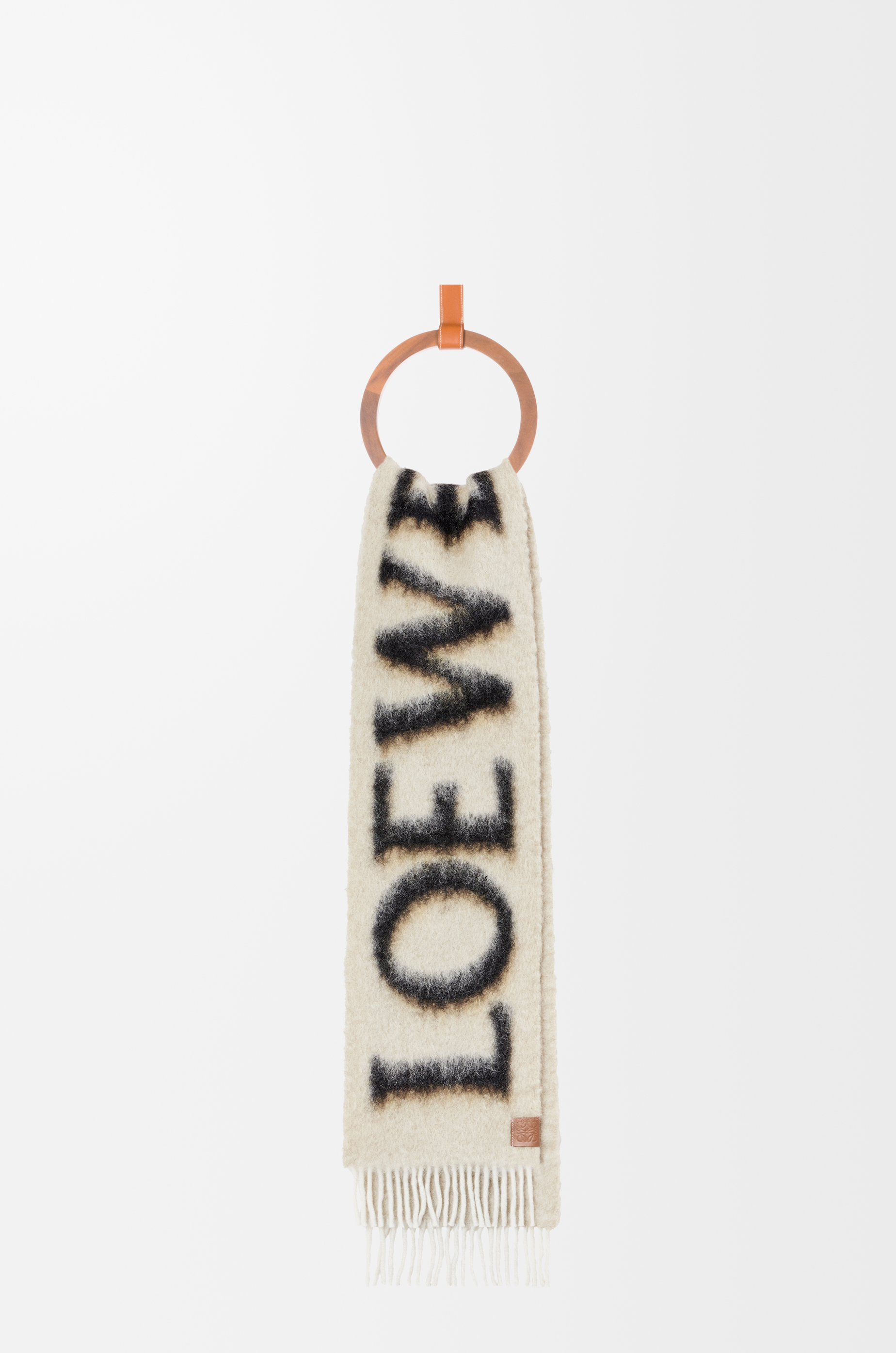 LOEWE scarf in wool and mohair Camel/Black - LOEWE