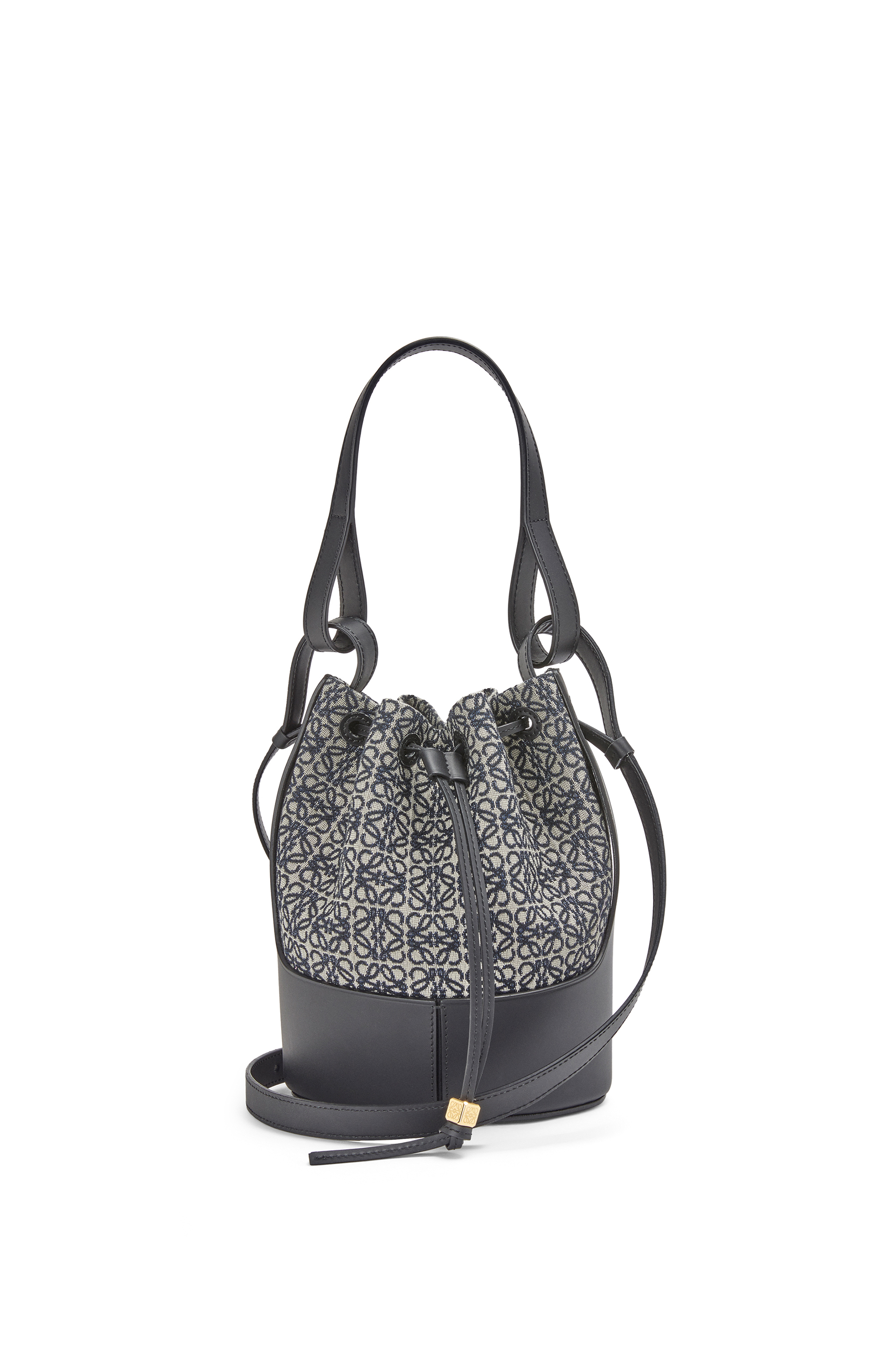 Bolso Balloon pequeño en jacquard y piel de ternera Marino/Negro - LOEWE
