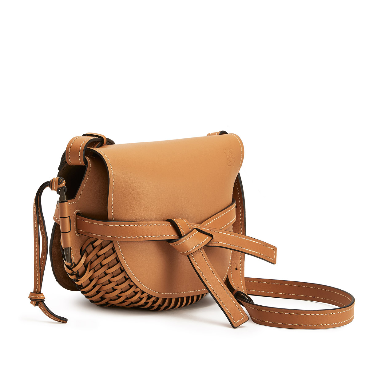 Bolso Gate Trenzado Pequeño Dulce De Leche Suave - LOEWE