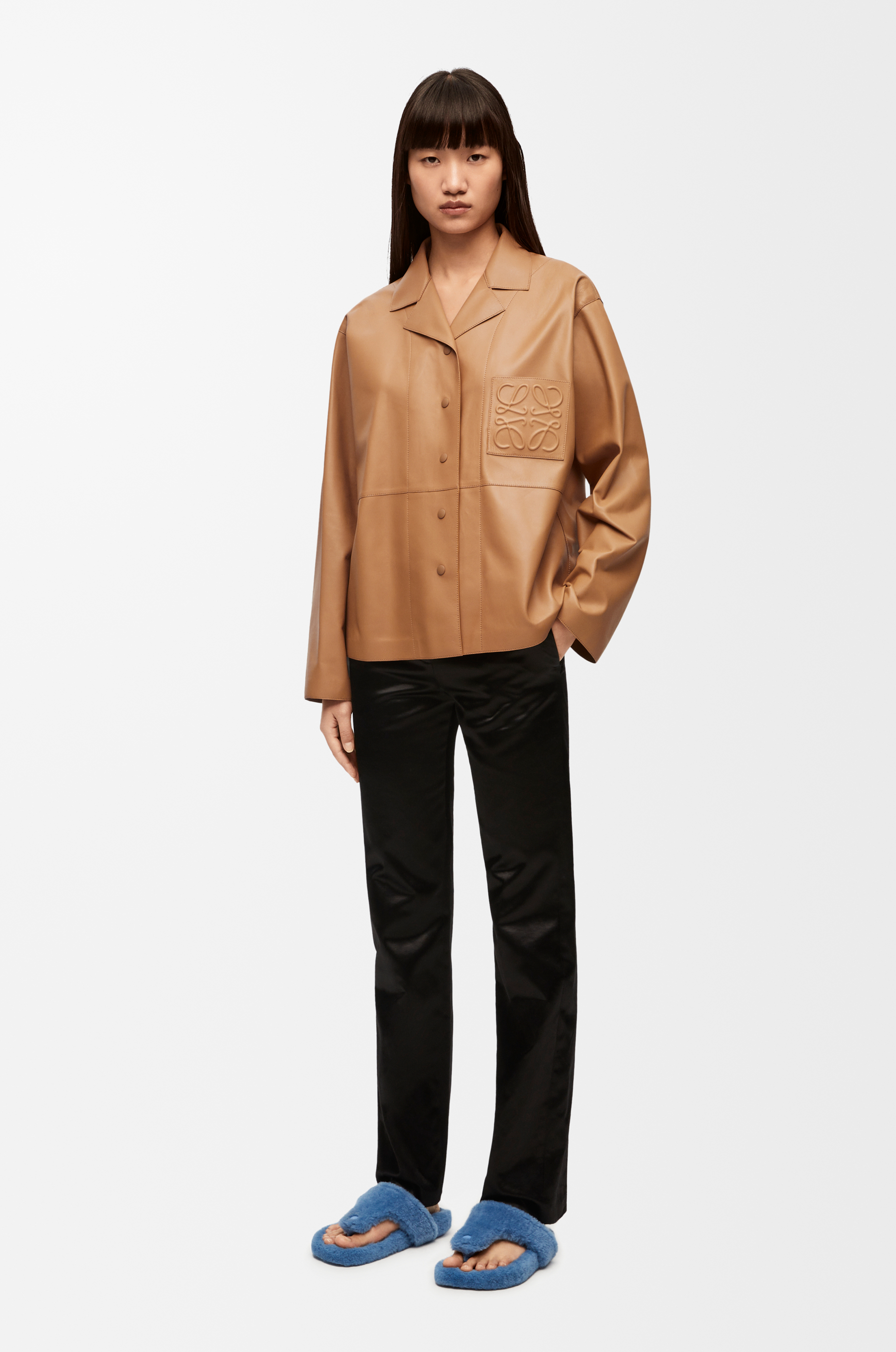 Pyjama blouse in nappa lambskin Toffee - LOEWE