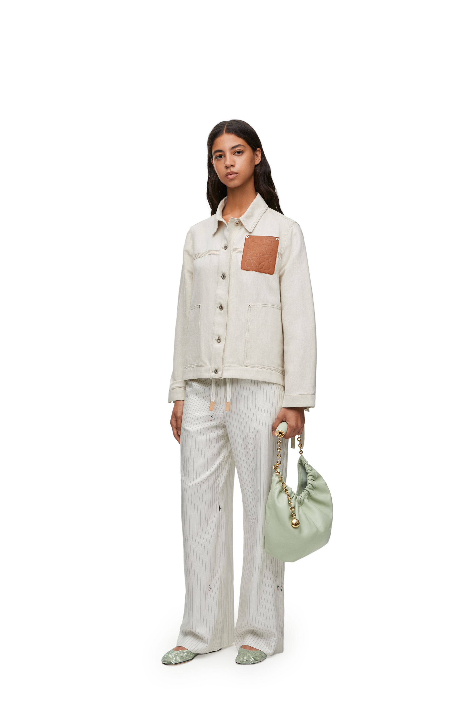 Workwear jacket in cotton and linen Ecru - LOEWE