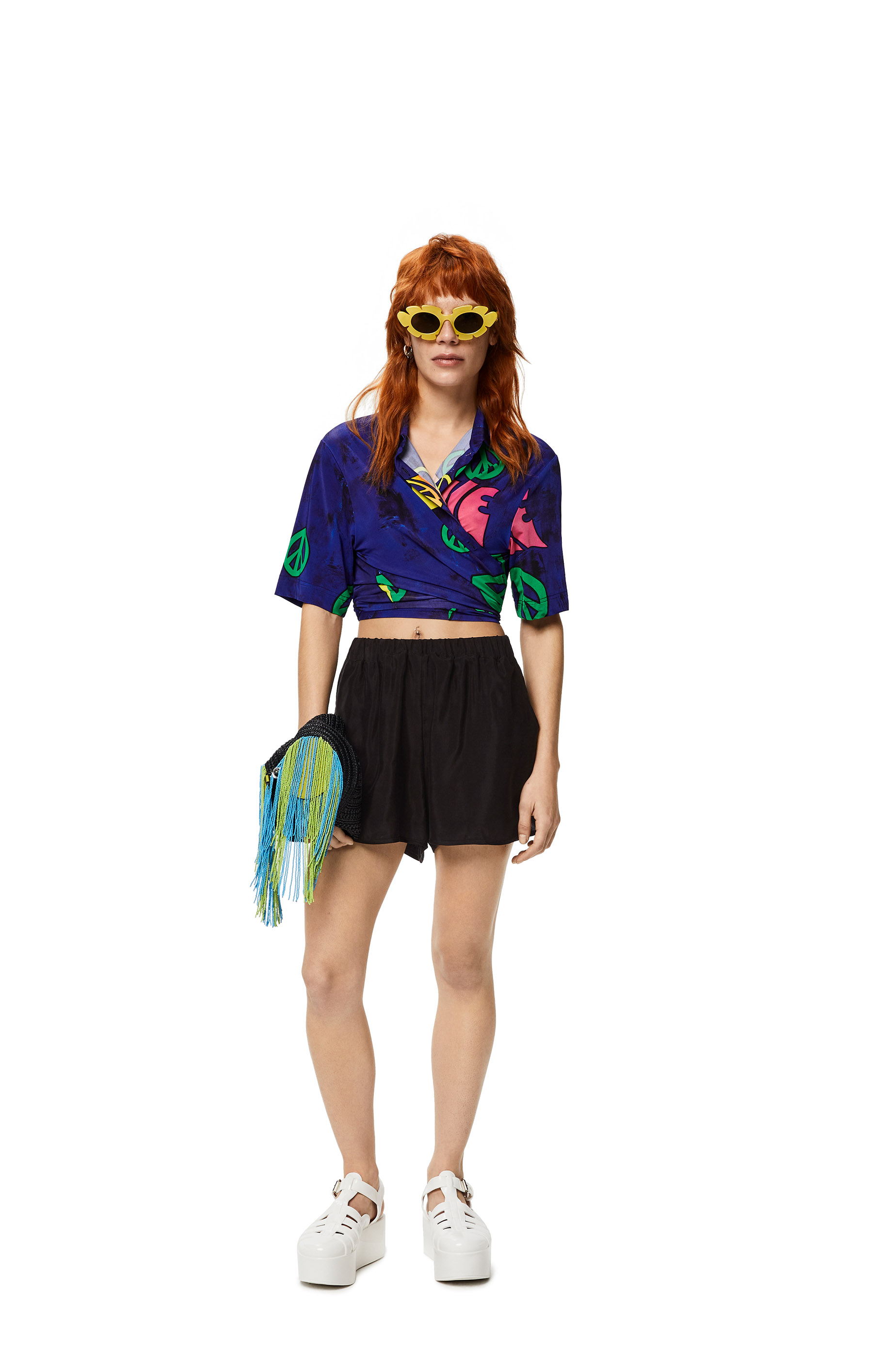 Shorts in cotton and cupro Black - LOEWE