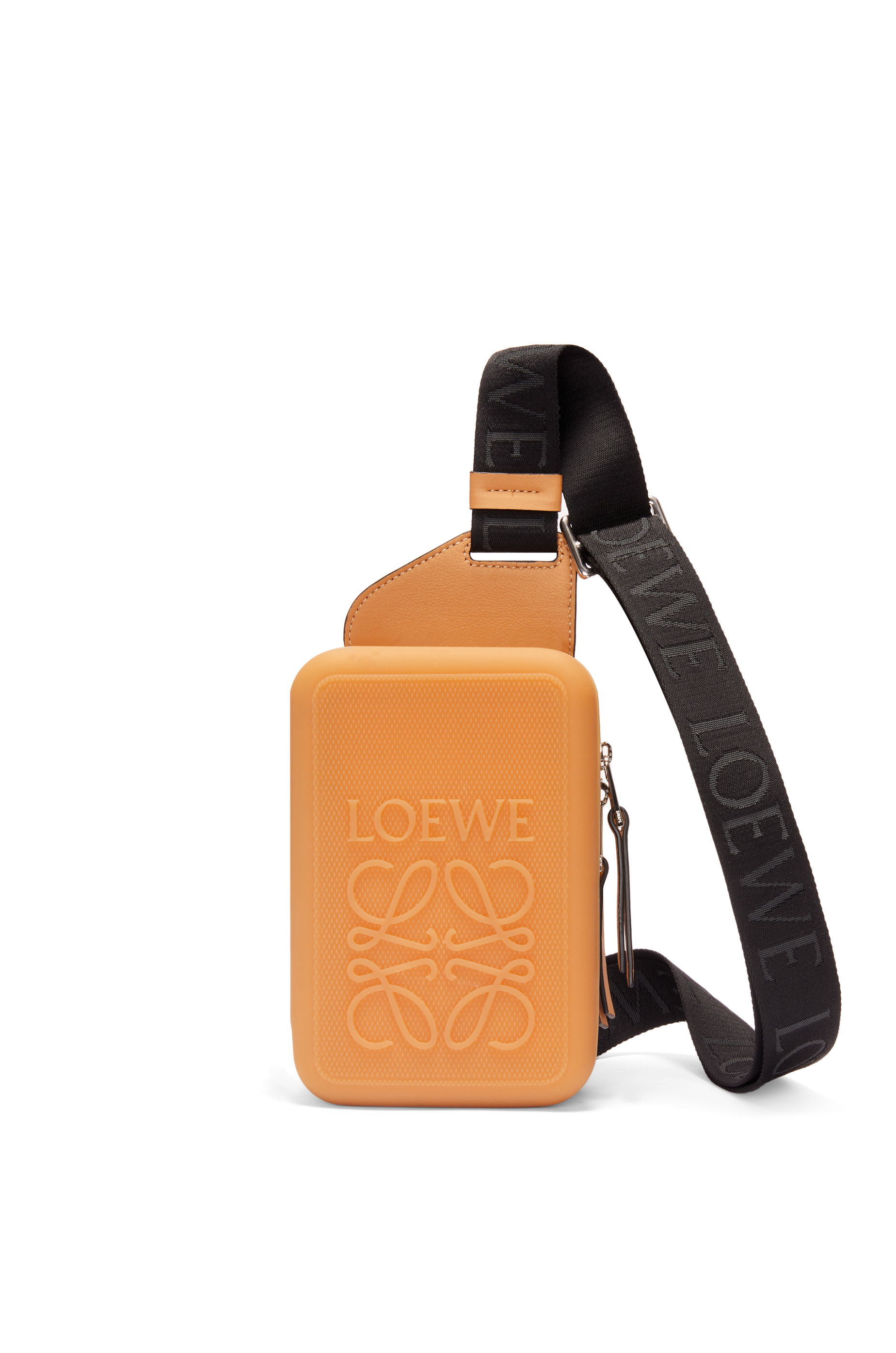 Molded Sling in diamond rubber and calfskin Natural - LOEWE