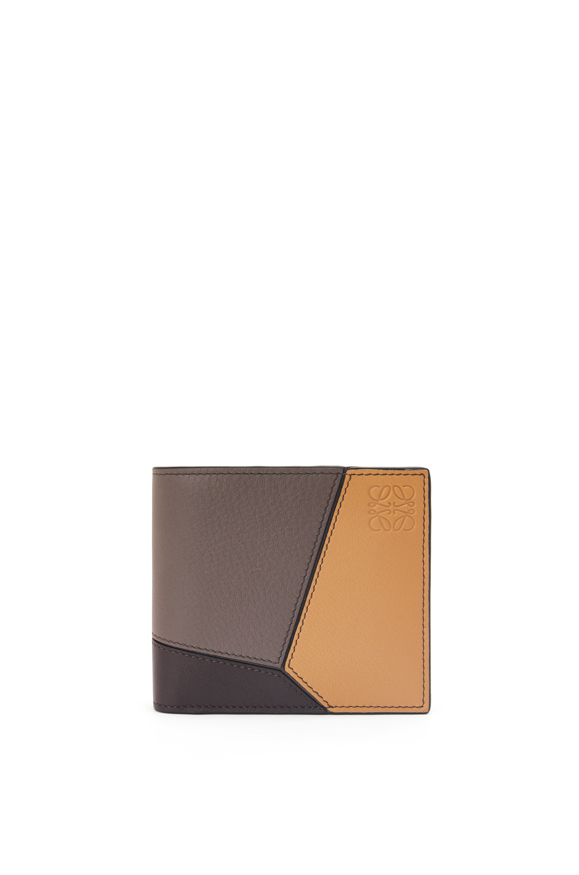 Puzzle bifold wallet in classic calfskin Light Warm Desert/Chocolate ...
