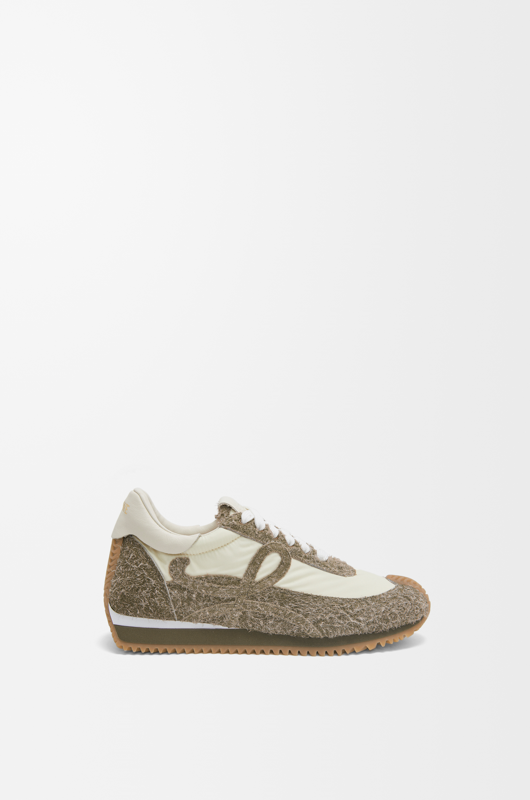 Flow Runner in nylon and suede Khaki Green/Canvas - LOEWE