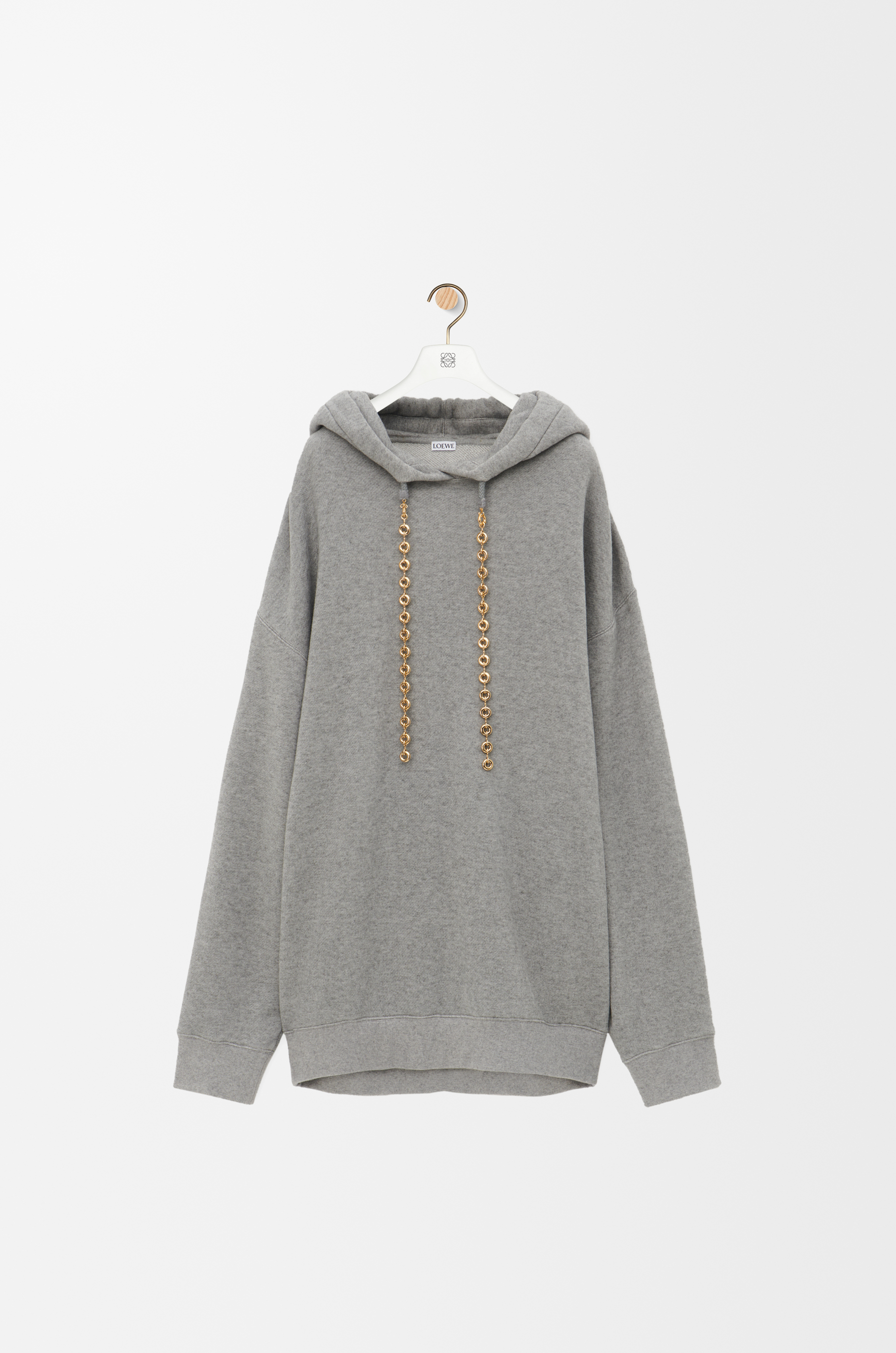 Chain hoodie in cotton and cashmere Lead Grey - LOEWE